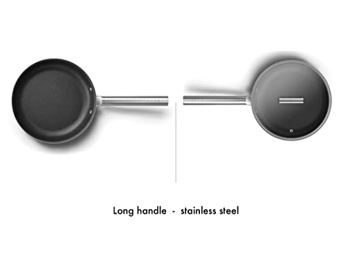 SMEG 8 PC Non Stick Cookware Set Black, 3 QT Sauce pan w/lid, 4 QT Deep Pan, 9.5" Fry Pan, 11" Fry Pan, 5 Qt Casserole
