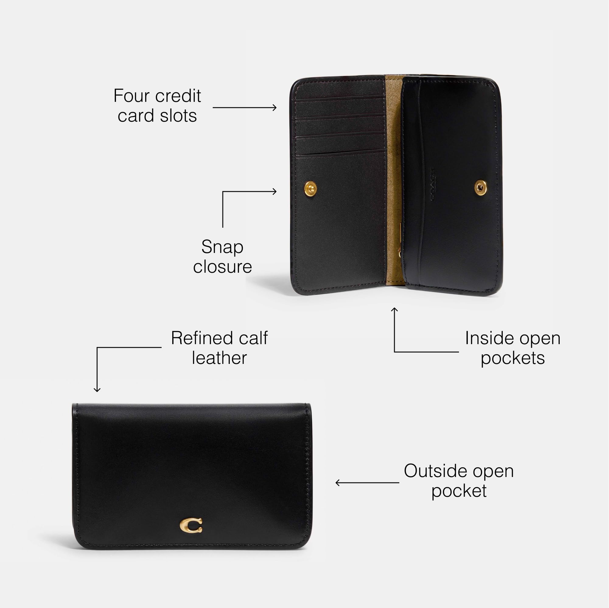 Coach Womens Slim Card Case, BLACK