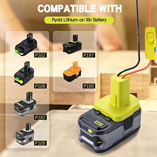 Upgraded 18V Battery Adapter for Ryobi 18V One+ Battery Adapter All-in-one Design of The Fuse and Switch Power Tool Battery Converter Kit 14 Gauge with Fuses & Wire Terminals