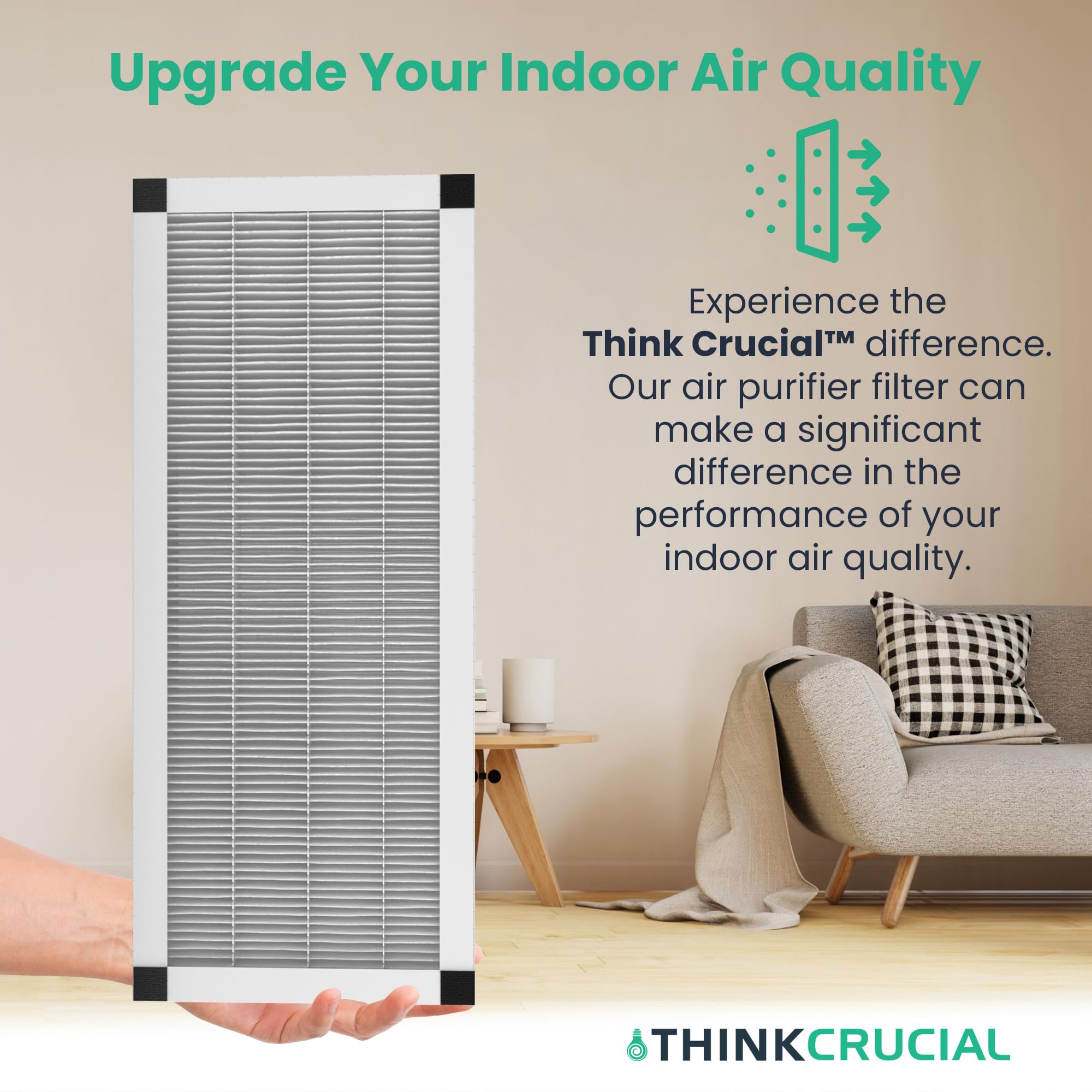 Think Crucial Replacement Air Purifier Filter with HEPA Filters - Compatible with Idylis Part # 560885 Filter - Fits Idylis F, AC-38 Models - Bulk (2 Pack)