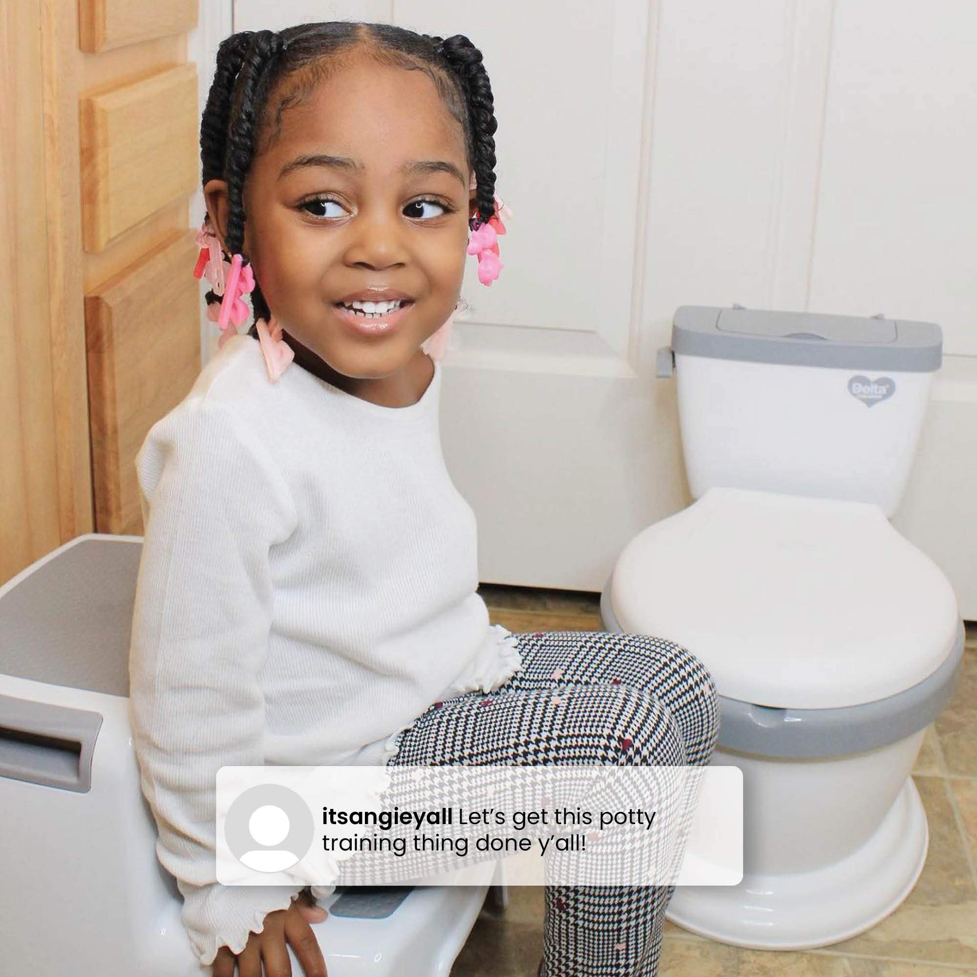 Delta Children Kid Size Potty and Step Stool 2-Piece Set - Realistic Potty and Step Stool Ideal for Potty Training, White/Grey