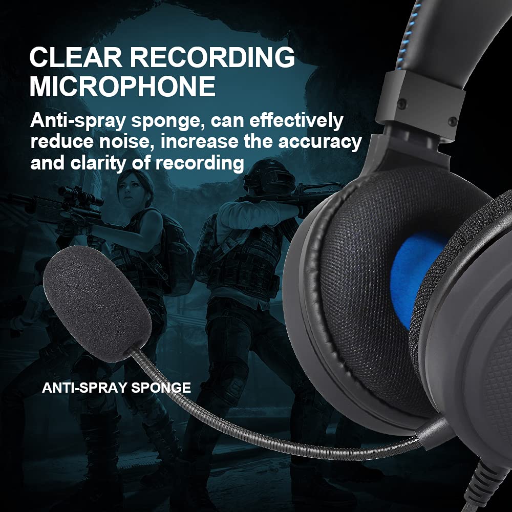 FOCWNGS Stereo Gaming Headset for PS4 PC Xbox One PS5 Controller, Noise Cancelling Over Ear Headphones with Mic,Bass Surround, Soft Memory Earmuffs fo