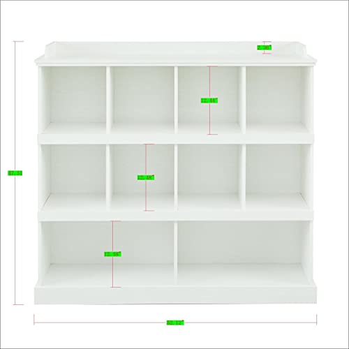 UpperHse Living W52 × H48 Barrister Lane Bookcase with 10 Storage Cubbies, Free Standing Bookshelf Library Standard Bookcase for Home Office Living Room Bedroom, Solid White