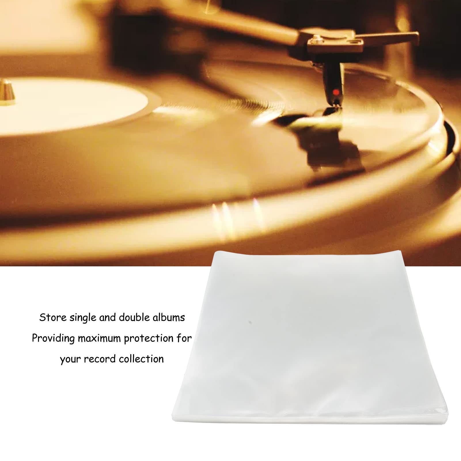 FECAMOS Resealable Record Outer Sleeves, Keep Non Adhesive Professional Record Sleeves Dust Free Protective OPP for 12in Records