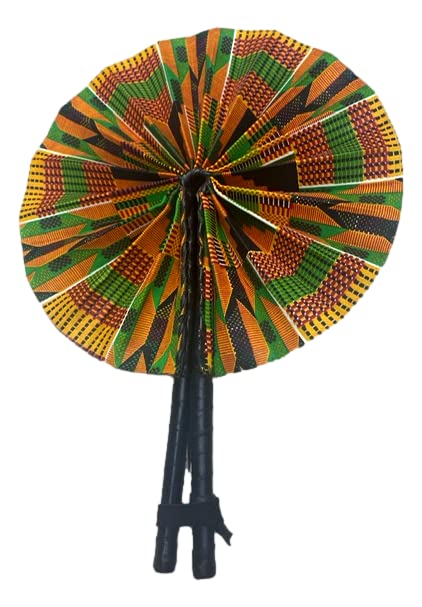 Shophaven African Kente Hand Fan 1, African Ankara Print Fan, Ankara Handheld Fan, Afrocentric Foldable Fan, African Kente Print Fan