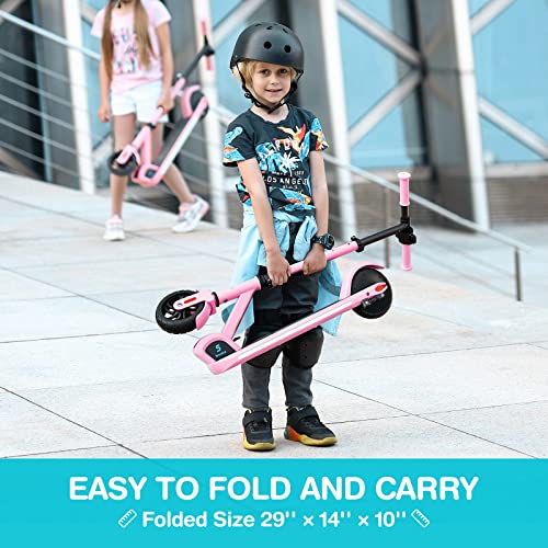 SmooSat Pro Electric Scooter for Kids, Colorful Rainbow Light, LED Display, Adjustable Speeds and Heights, Foldable E-Scooter for Ages 8 and Up