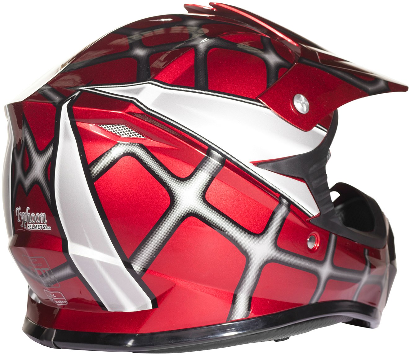 Typhoon Kids Pee Wee Off Road Motocross Gear Combo Helmet Gloves Goggles & Chest Protector Red - Large