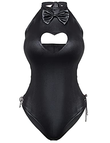 Womens Bunny Girl Suit Button Crotch Romper Onesie Bodysuit Cosplay Costume Furry Cat Ear Gloves Socks Set(Black 4XL)
