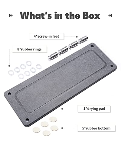 Johamoo Drying Stone Sink Tray, Bathroom Instant Dry Sink Organizer, Diatomaceous Earth Water Absorbing Stone Tray for Sink, Sink Drying Stone for Kitchen Counter with Stainless Steel Feet, Grey