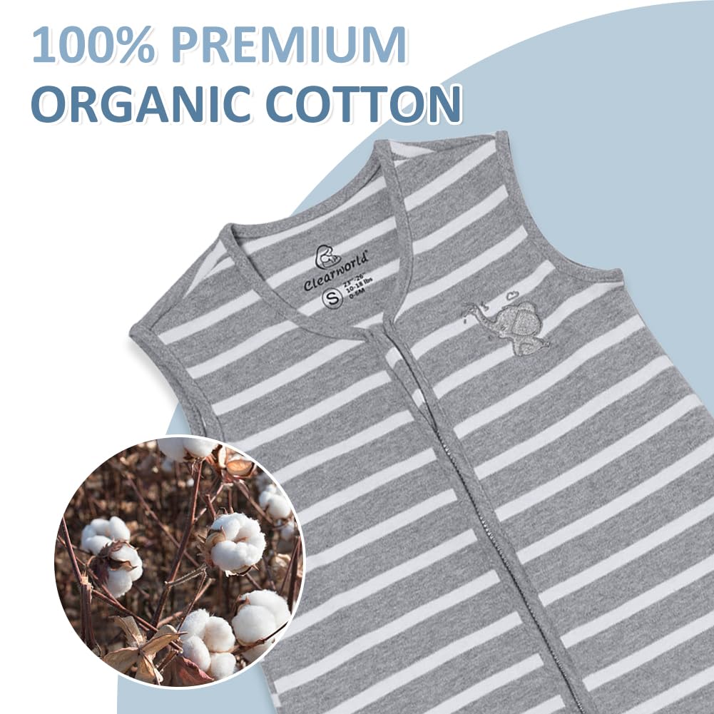Clearworld Baby Sleep Sack 6-12 Months, Wearable Blanket Baby 2-Pack Set,100% Organic Cotton, Comfy Soft Swaddle Transition Sleeping Bag(Medium)