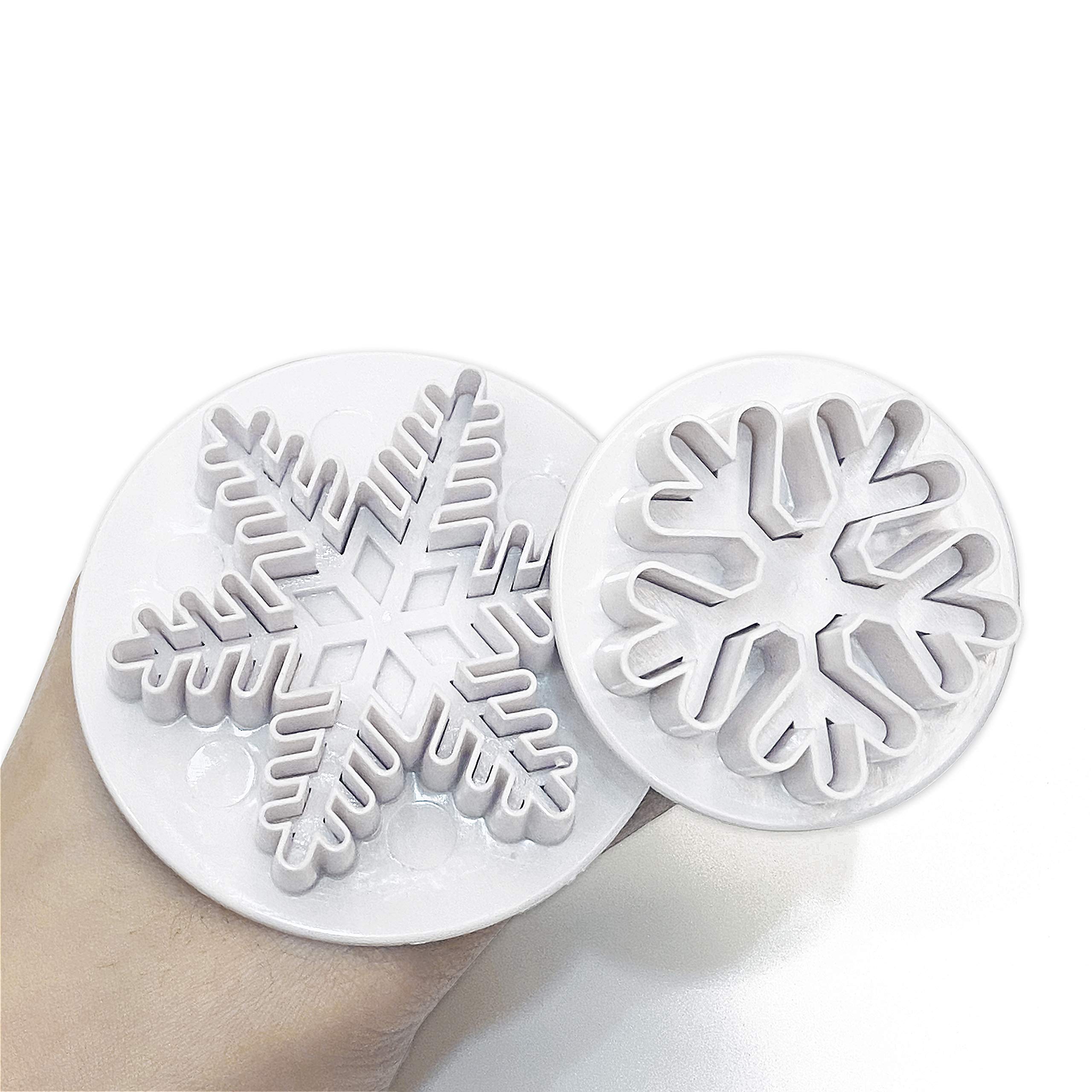 Clever Monster Snowflake Cookie Cutters Set of 6, Plunger Cutter Cake Decorating Supplies Fondant Molds Embossing Tool Snowflake Plunger Cake Cutter