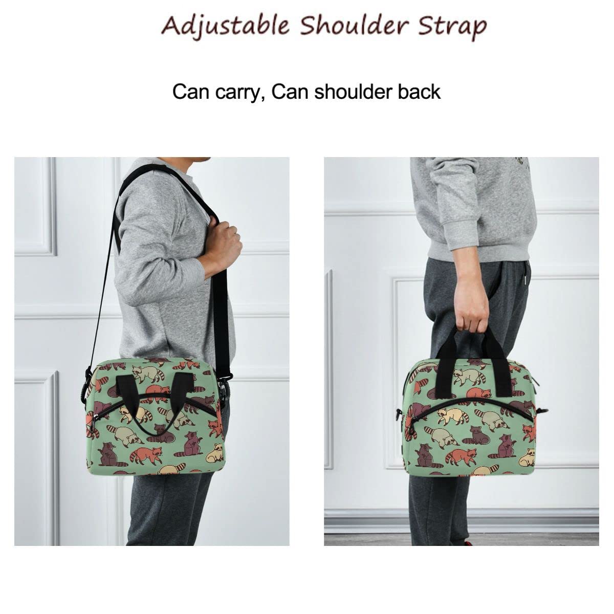 Glaphy Raccoon Cartoon Lunch Bag Insulated Lunch Box Tote Food Container Meal Prep Cooler Handbag