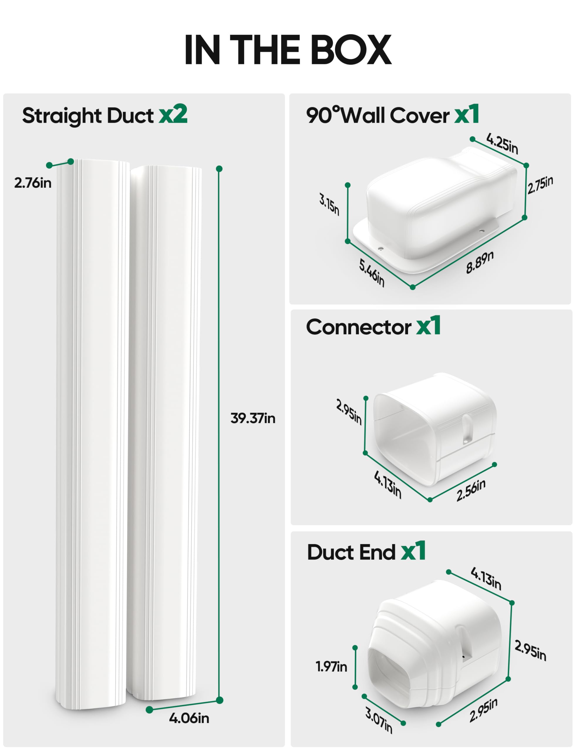 Plusluck 4" 7.5Ft Mini Split Line Set Cover Kit PVC Decorative Pump Covers AC Line Cover for Outside Units Air Conditioners & Heat Pump
