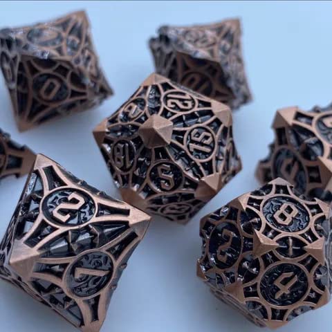 Full 7-Dice Set Handmade Oversized Metal MECHODEX Heavy-Weight (Green)