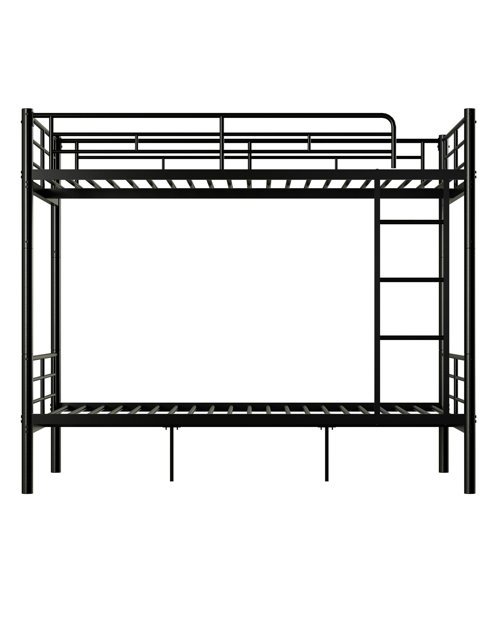 Miscoos Full Over Full Metal Bunk Bed for Kids, Convertible into 2 Separate Full Beds, Heavy Duty Bunk Bed Frame with High Guardrail and Built-in Ladder, No Box Spring Needed, Noise Free, Black