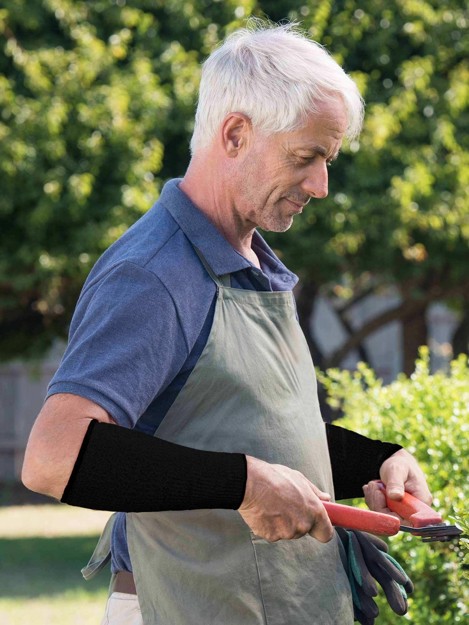 Geyoga 2 Pairs Cut Resistant Sleeves Bite-Proof Arm Protectors Arm Protection Sleeves Guard (Black, 22 cm)