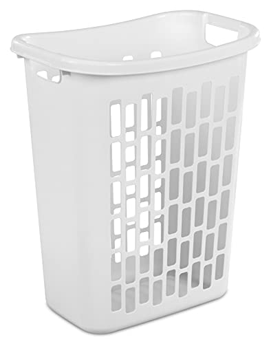 Sterilite Rectangular Open Laundry Hamper, Tall and Slim Plastic Hamper with Handles for Carrying Clothes to and from the Laundry Room, White, 6-Pack