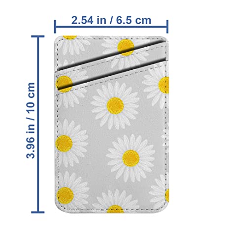 Pack of 2 - Cellphone Stick on Leather Cardholder ( Floral Daisies Flowers Pattern Pattern ) ID Credit Card Pouch Wallet Pocket Sleeve