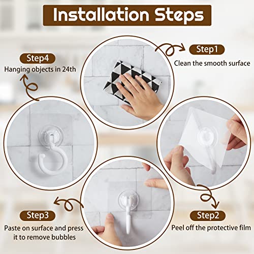 Jetec 9 Pieces Adhesive Ceiling Hooks White Under Cabinet Hooks Plastic Heavy Duty Adhesive Hooks Utility Hooks for Ceiling Hanging Sticky Ceiling Hooks for Kitchen Bathroom Bedroom Wall Hooks Holder