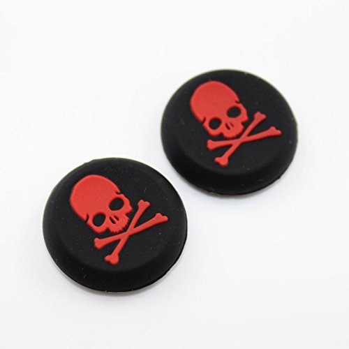 Thumbstick Thumb Grip Stick Silicone Cap Cover Joystick Grips for PS4 PS3 PS2 PS4 Pro Slim Xbox One Xbox One Slim Xbox One Elite Xbox 360 Controller Red Skull Color