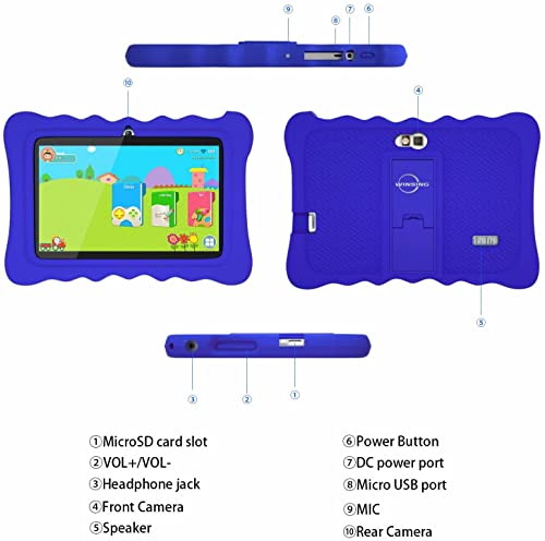 Kids Tablet 7 Inch with Case Included, Tablet for Kids 2-5, 32 GB Storage, Pre-Installed Learning Apps, Parent Control, Blue