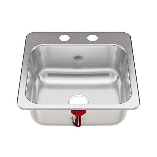 KINDRED Stainless Steel, Essentials Kit 15 x 6-inch Deep Drop-In Bar or Utility Sink in Satin, FBFS602NKIT, One Size