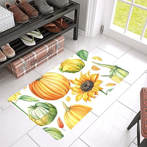 susiyo Doormat 30"x18" Pumpkins and Sunflowers Autumn Non-Slip Indoor Entryway Door Mat (Rubber Backing)