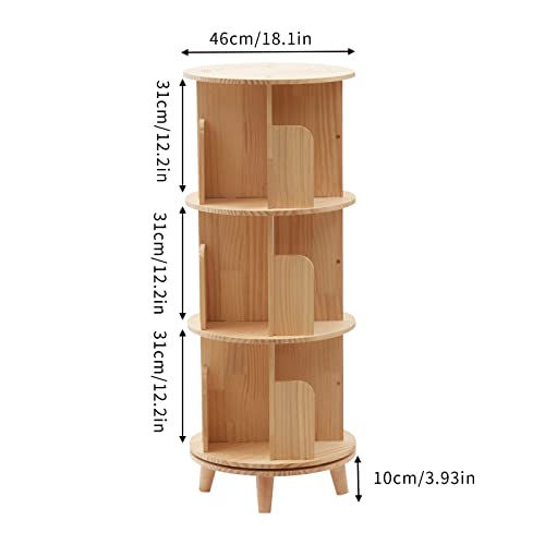 OCASAMI 3 Tier Rotating Bookshelf 360 Display Floor Standing Shelves Bookshelf Book Storage for Kids&Adults, Wood Bookshelf Organizer, Cornerbookshelf, Space Saving(40"x18"x18")