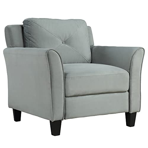 P PURLOVE 3 Pieces Polyester Blend Button Tufted Sofa Set, Living Room Furniture Set, 1 Armchair, 1 Loveseat, 1 Sofa (Gray)