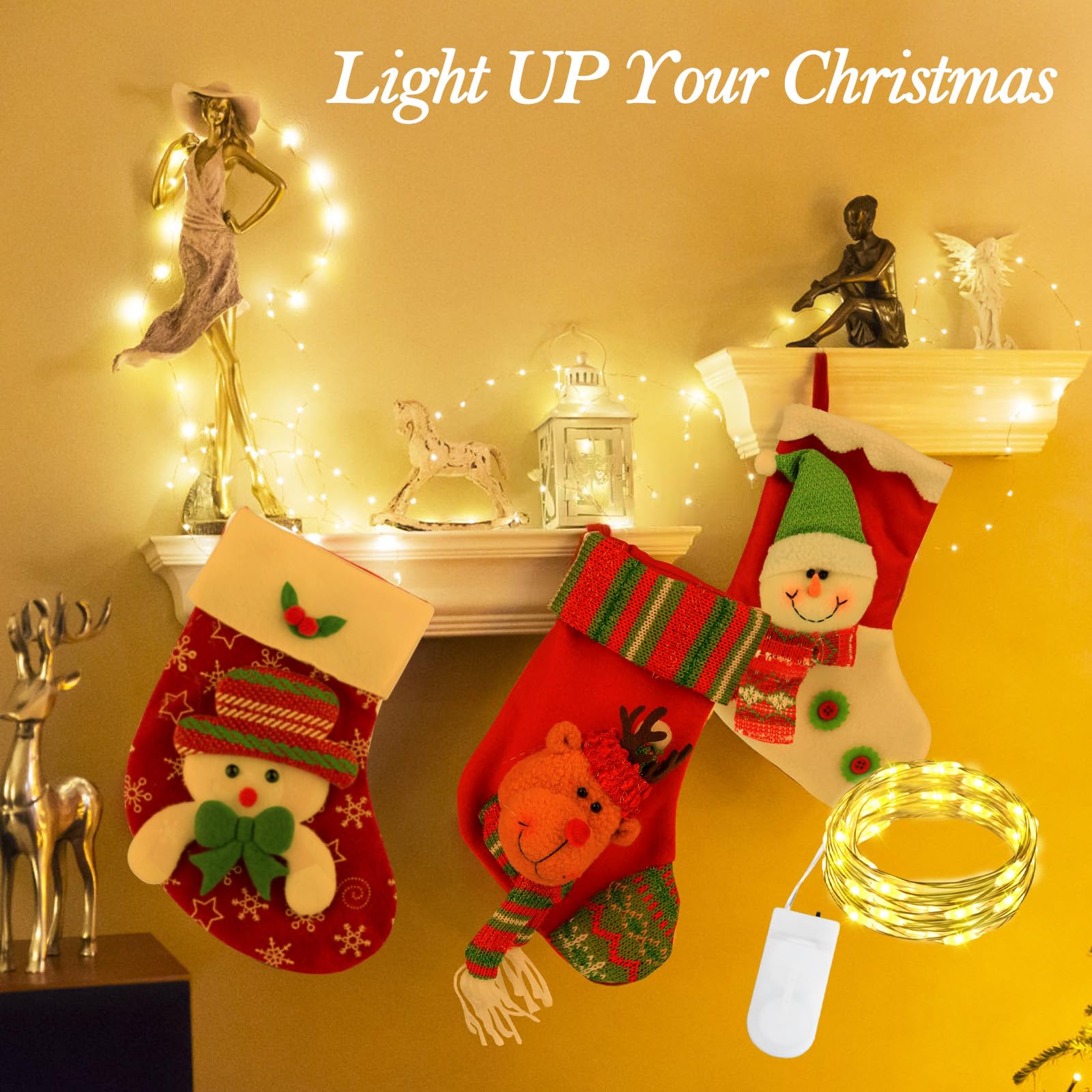cshare Battery Fairy Lights, Battery Operated String Lights 20 LEDs 2m/6.56ft Copper Wire Light IP65 Waterproof for Christmas Tree Bedroom Gifts Indoor Halloween Decorations(Warm White)