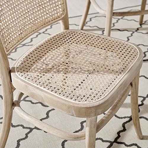 Modway Winona Elm Wood Dining Side Chair with Cane Rattan Seat in Gray