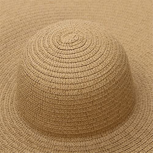 EODNSOFN Oversized Straw Hat for Women Wide Brim Summer Sun Hat Packable Large Paper Beach Hat (Color : F, Size : 56-58cm)