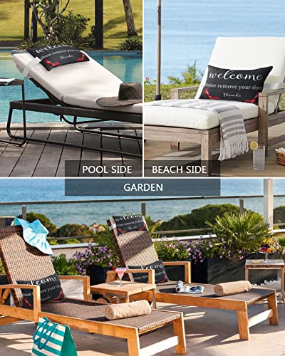 SEVENBABU Throw Pillows with Strap, Neck & Lumbar Support Pillow Oudoor Patio Pillows, Welcome Red High Heels Pillow for Recliner, Beach Chair, Office Chair, Sofa, Armchair
