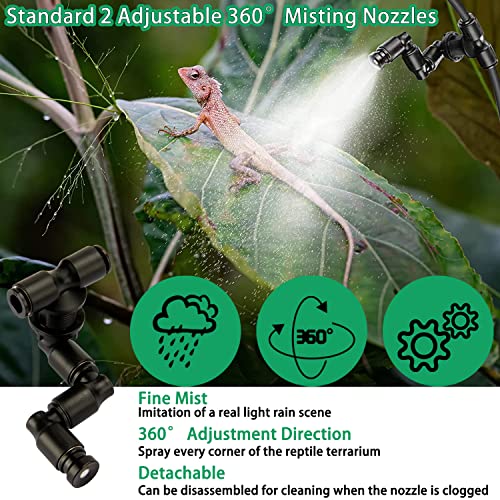 Reptile Humidifiers Smart Misting System, Reptile Mister Automatic with Timer, Terrariums Humidifier with 360°Adjustable Misting Nozzles, Spray Kit for Rainforest Plants Amphibian(Touch Version)