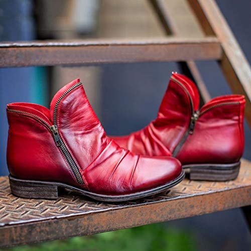 Gyouanime Ankle Booties High Heels Colors Solid Boots Fashion Women's Short Shoes Retro Womens Boots Booties Size 8 Red