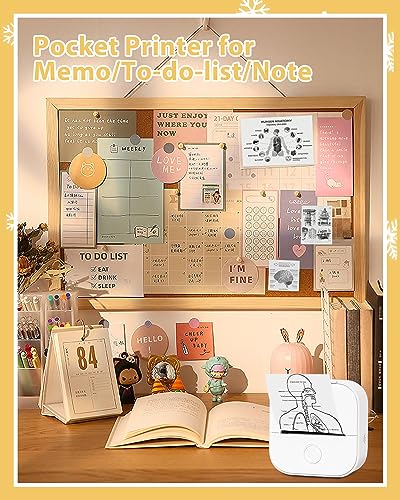 Memoqueen Mini Sticker Printer with 3 Rolls Paper T02 Mini Portable Thermal Printer,Sticker Maker Machine for Study, Brithday Gift, Journal, Work, Children DIY, Compatible with Phone & Tablet, White