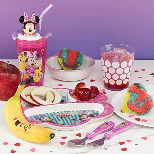 Zak Designs Minnie Easy Grip Flatware Fork And Spoon Utensil Set β Perfect for Toddler Hands With Fun Characters, Contoured Handles And Textured Grips, Minnie Bowtique