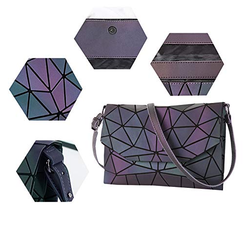 Van Varo Geometric Hard Lattice Crossbody Shoulder Bag Luminous Envelope Handbag Black One Size