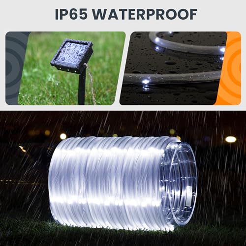 GIGALUMI 2 Pack Solar Rope Lights Outdoor, Each with 100 LEDs 35.7 Feet 8 Modes, Solar Rope String Lights Outdoor, Solar String Lights Outdoor for Garden Fence Patio Yard Party Christmas Decorations