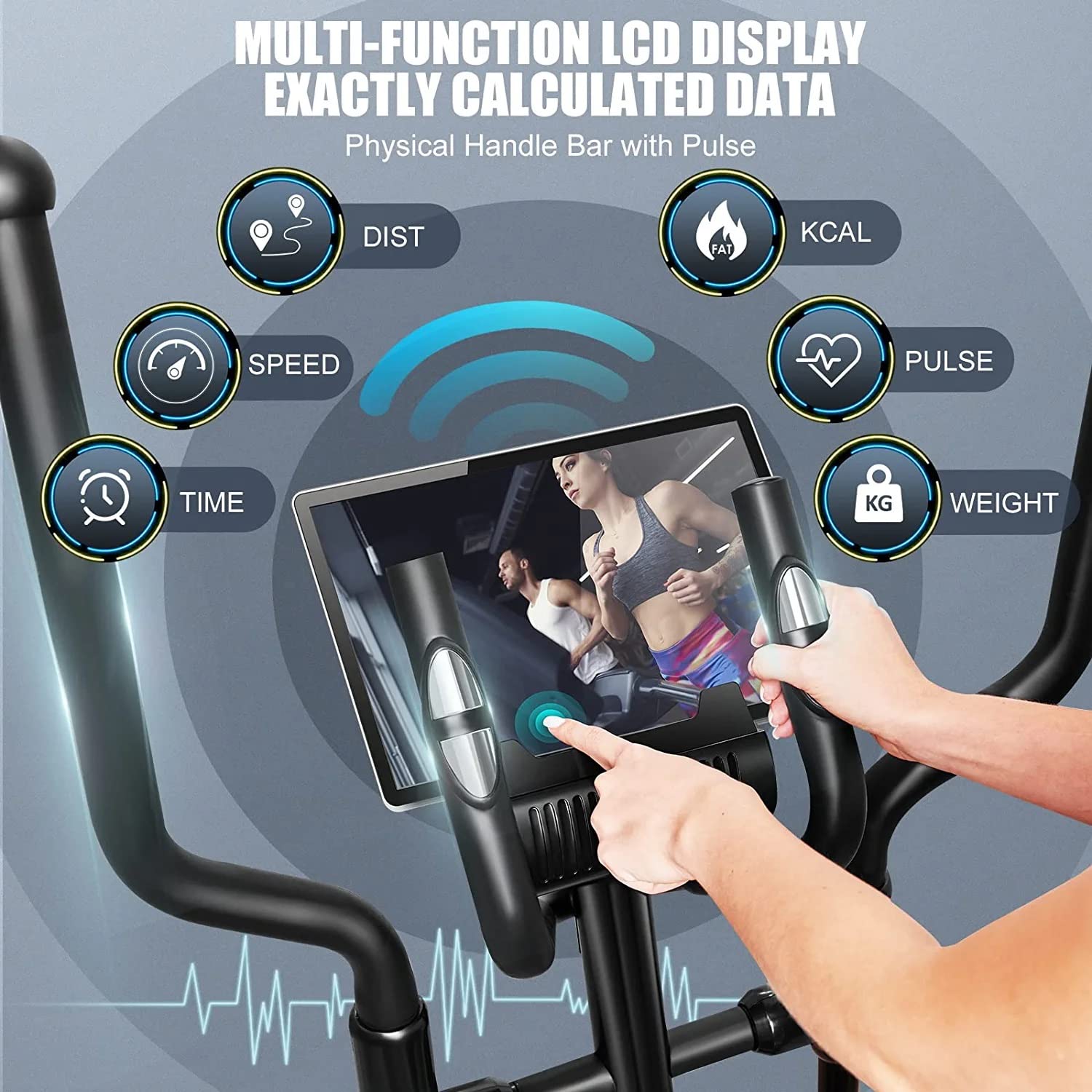 FUNMILY Electric Elliptical Trainers, Elliptical Machine Trainer for Home Use, 16 Levels Resistance, 13 Workout Programs, 390 LB Weight Elliptical Exercise Machine