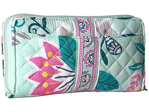 Vera Bradley Iconic RFID Accordion Wristlet Mint Flowers One Size