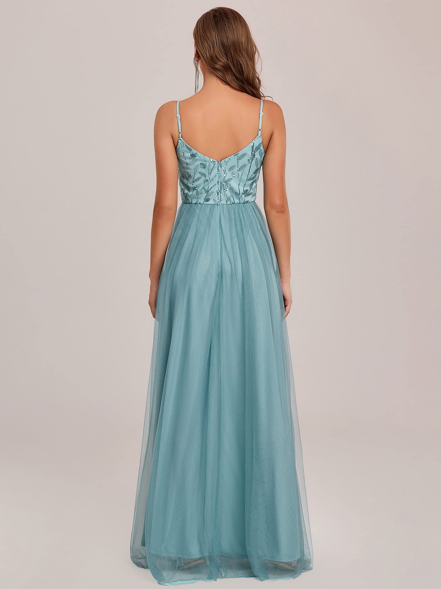 Ever-Pretty Women's Spaghetti Straps Sleeveless Maxi Dress Demin Blue US6