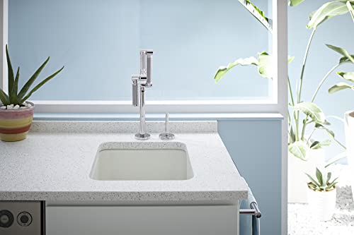 KOHLER 6584-0 Iron/Tones Top-Mount/Undermount Single-Bowl Kitchen Sink, 17" W x 18-3/4" L, White