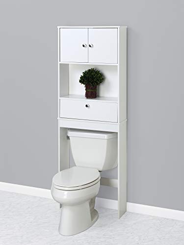 Zenna Home Drop Door Over the Toilet Bathroom Spacesaver, Bath-Storage Shelves, White