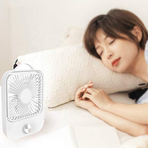 Desk Fan,USB Rechargeable Portable Desk Fan with 2400mAh Battery,Stepless Speed Control Table Fan, USB Mini Fan Cooling for Home Office Travel (White)