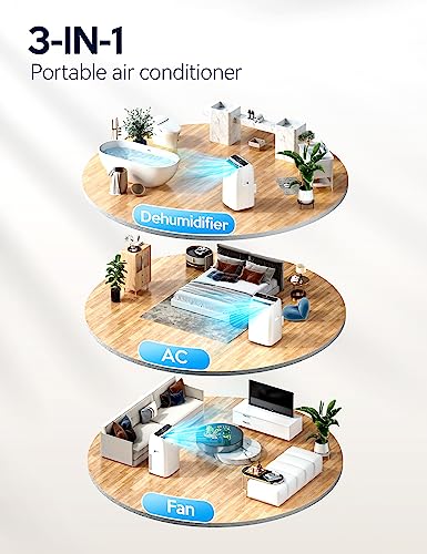 VAGKRI Portable Air Conditioners 14000 BTU ASHRAE (10200 BTU DOE/SACC), 3-in-1 AC Unit with Fan & Dehumidifier Cools up to 700 sq. ft, Smart/Sleep Mode 3 Fan Speeds Auto Swing 24H Timer Remote Control