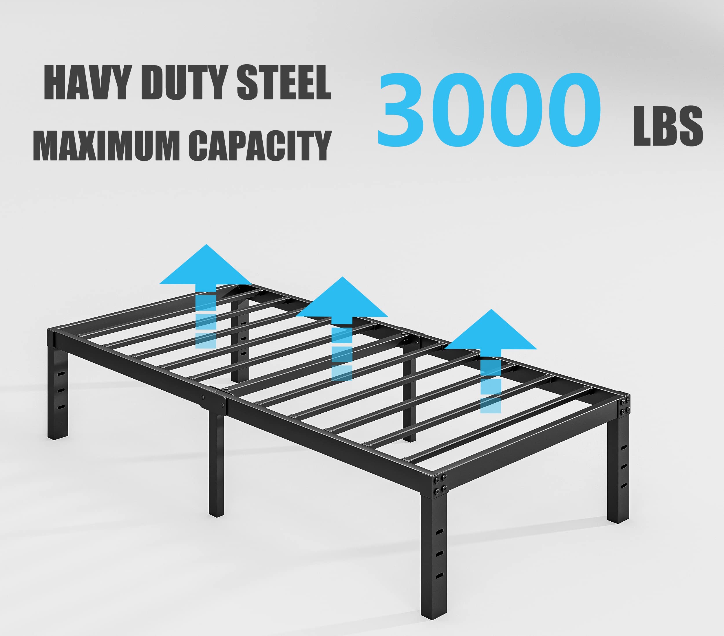 Cleaniago 16 Inch Twin Metal Platform Bed Frame,Heavy Duty Steel Single Bed Frame No Box Spring Needed for Adults Teens Kids,Noise Free, Easy Assembly, Black