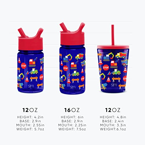 Simple Modern Kids Water Bottle Plastic BPA-Free Tritan Cup with Leak Proof Straw Lid | Reusable and Durable for Toddlers, Boys, Girls | Summit Collection | 12oz, Shark Bite
