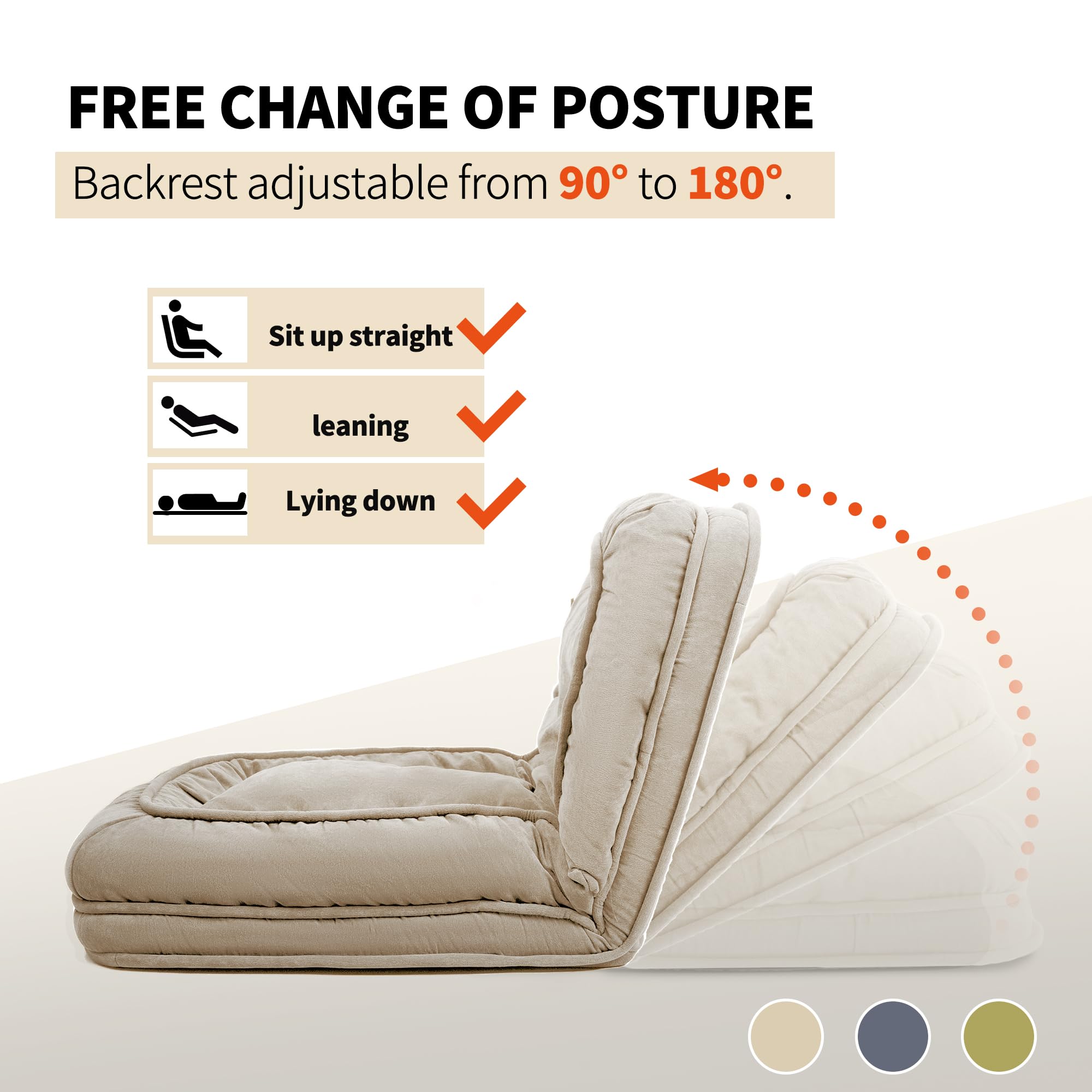lanoke Foldable Tatami Sofa Bed, Pull-Out Lazy Sofa for Living Room, Bedroom, Backyard, or Balcony, Versatile Human and Dog Bed, Compact Folding Design for Indoor and Outdoor Use (Beige)