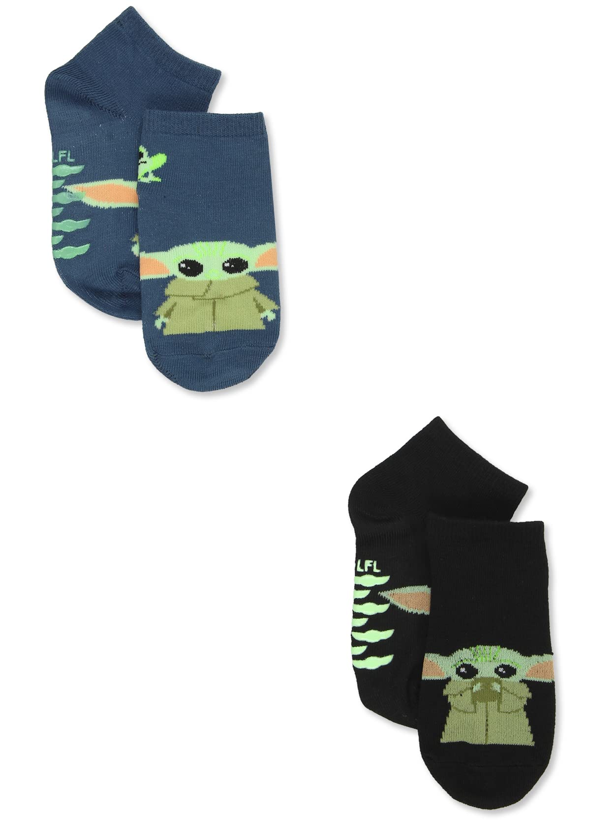 Disney Star Wars The Mandalorian Baby Yoda Toddler Kids 6 Pack Gripper Socks (Small, Grey)